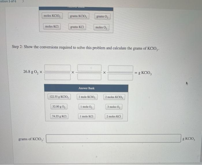 Solved How many grams of KClo, are needed to form 26.8 g of | Chegg.com
