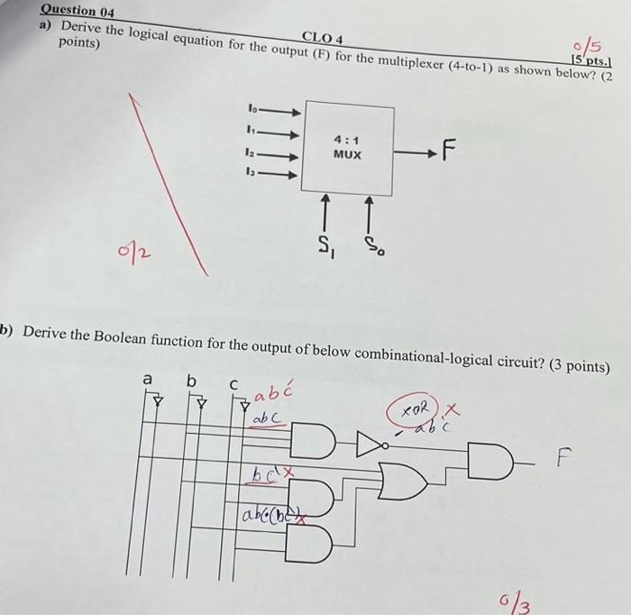 Solved Question 04 a) Derive the logical equation for 0/5 [5 | Chegg.com