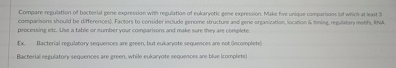 Solved Compare regulation of bacterial gene expression with | Chegg.com