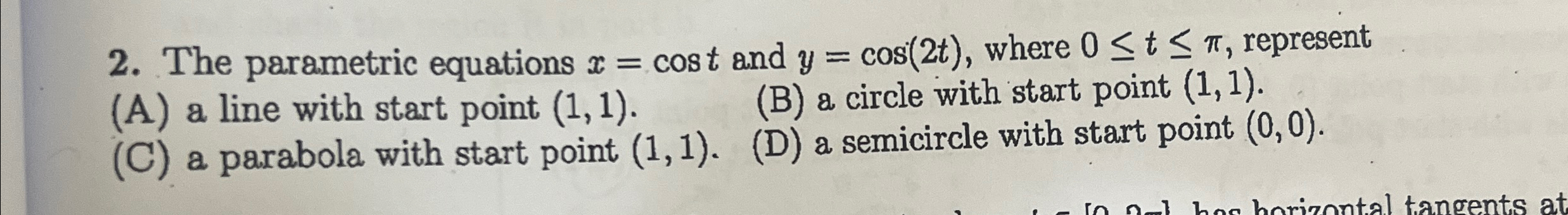 Solved The parametric equations x=cost ﻿and y=cos(2t), | Chegg.com