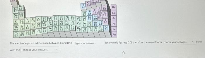 Solved The electronegativity difference between C and Br is | Chegg.com