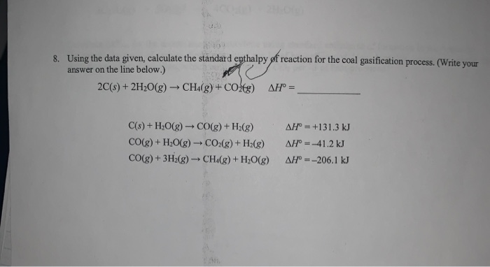 Solved 8. Using the data given, calculate the standard | Chegg.com