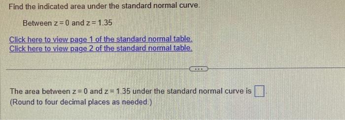 Solved Find the indicated area under the standard normal | Chegg.com