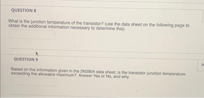 Solved QUESTION 8 What is the junction temperature of the | Chegg.com
