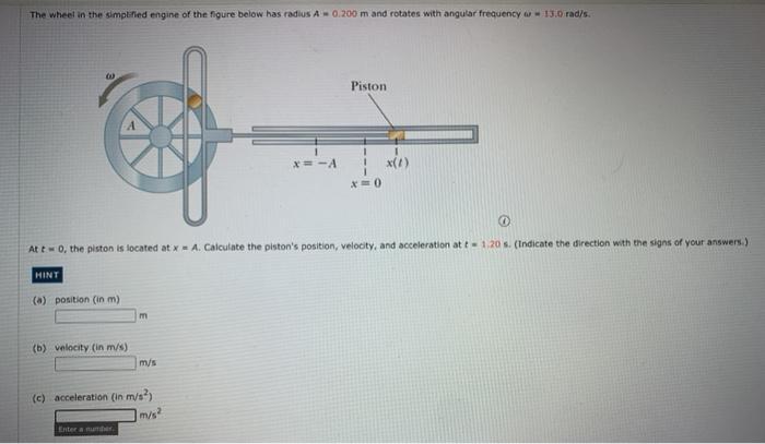 Solved The wheel in the simplified engine of the figure | Chegg.com