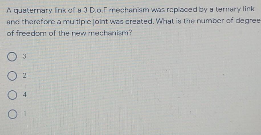 Solved A quaternary link of a 3 D.o.F mechanism was replaced | Chegg.com