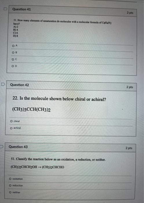 Solved Question 41 2 pts 31. How many elements of | Chegg.com