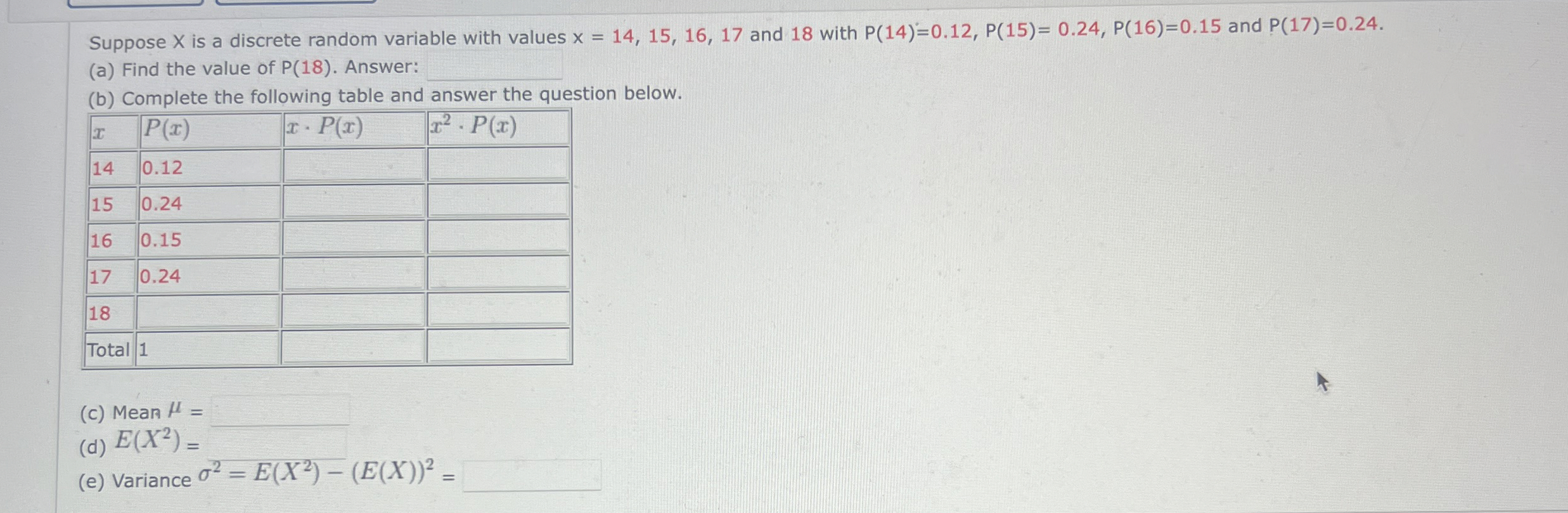 Solved Suppose x ﻿is a discrete random variable with values | Chegg.com