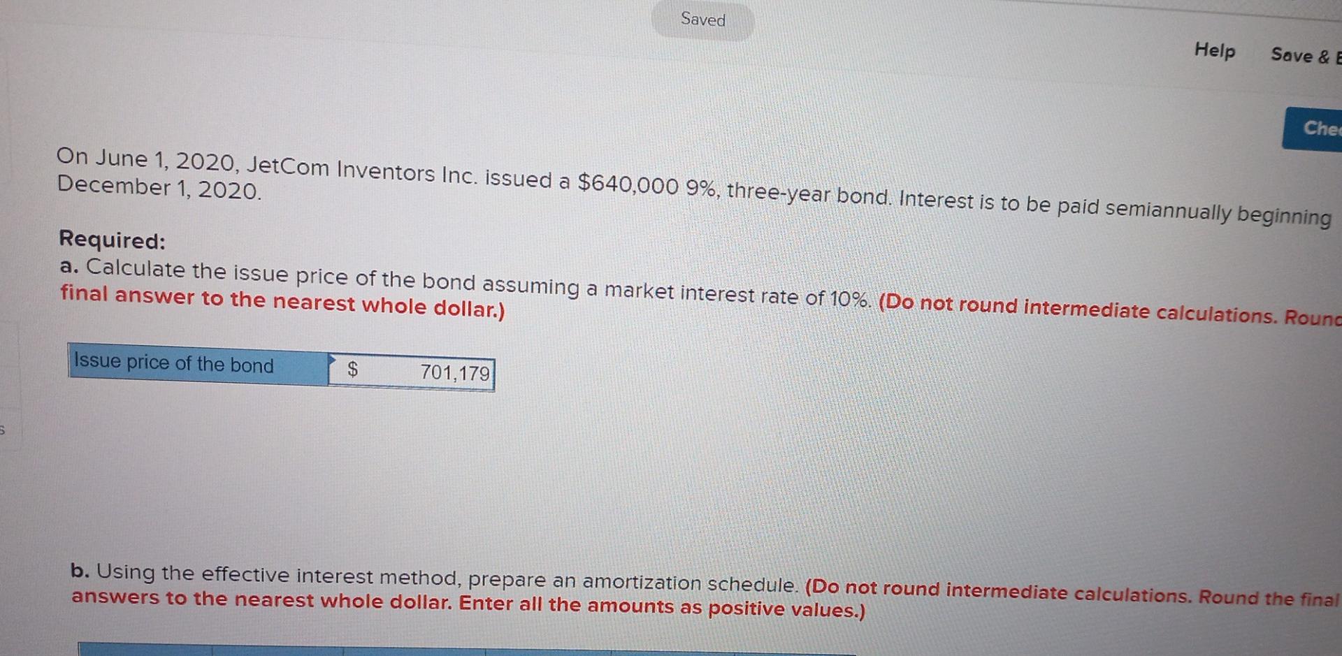 Solved Saved Help Save & E Chec On June 1, 2020, JetCom | Chegg.com