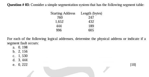 Solved Consider A Simple Segmentation System That Has The