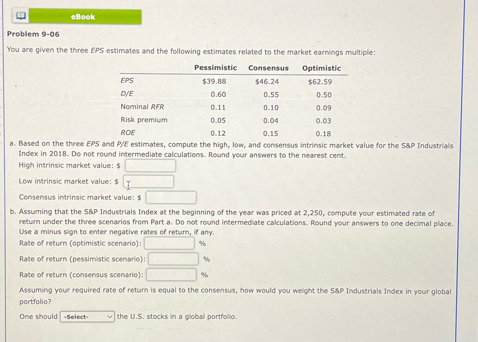 Solved eBookProblem 9-06You are given the three EPS | Chegg.com