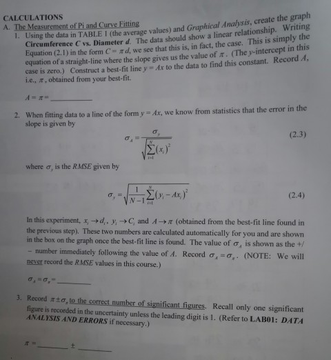 Solved DATA TABLET: Circumference vs. Diameter Data Diameter | Chegg.com