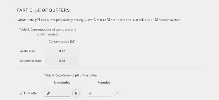 Solved PART C. pH OF BUFFERS Calculate the pH of a buffer | Chegg.com Solved PART C. pH OF BUFFERS Calculate the pH of a buffer | Chegg.com