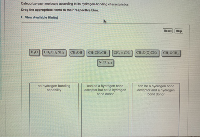 Solved Categorize each molecule according to its | Chegg.com