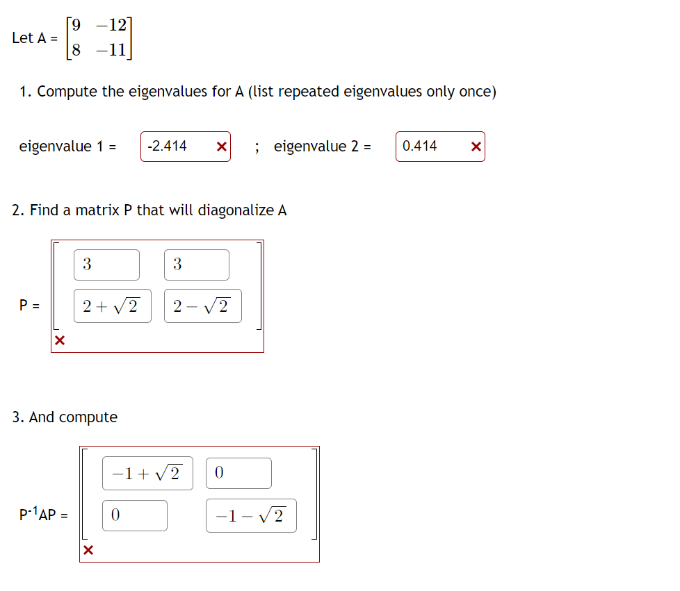 Solved Let A=[9-128-11]Compute the eigenvalues for A (list | Chegg.com