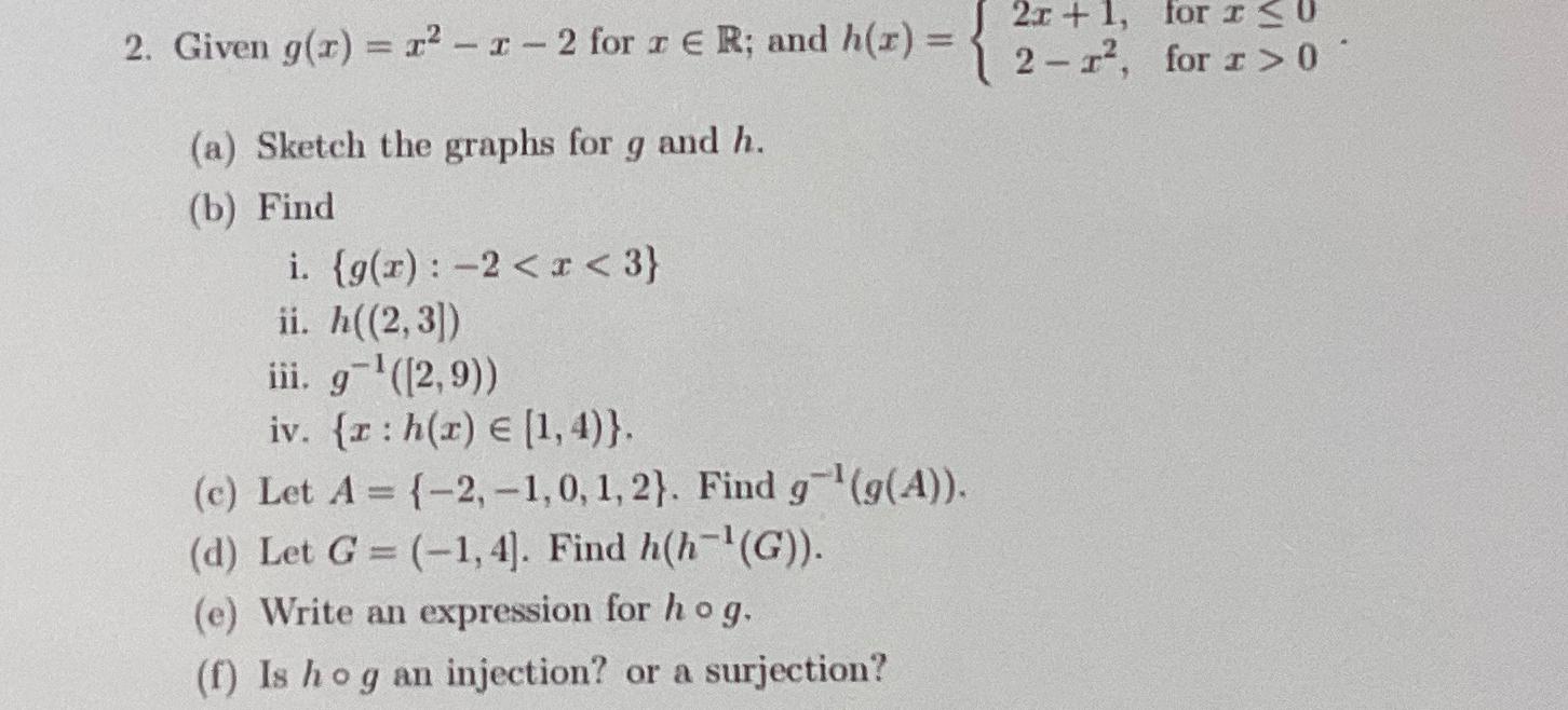 Given g(x)=x2-x-2 ﻿for xinR; and | Chegg.com