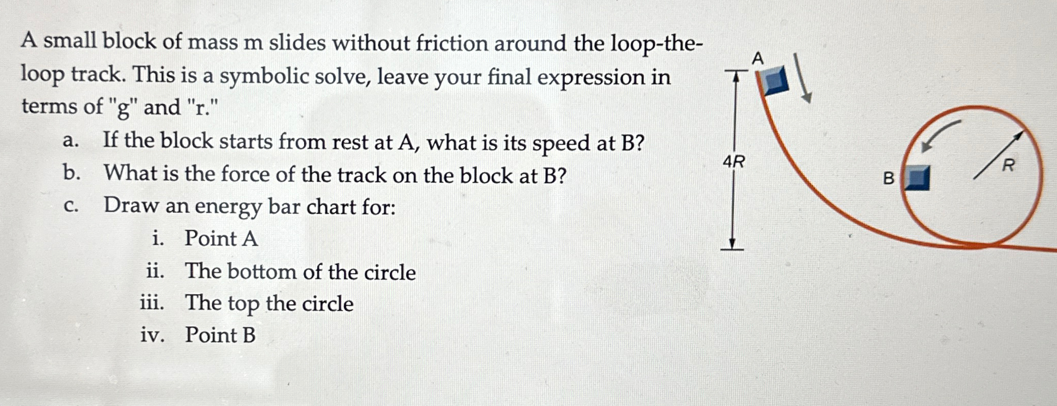 Solved A small block of mass m ﻿slides without friction | Chegg.com