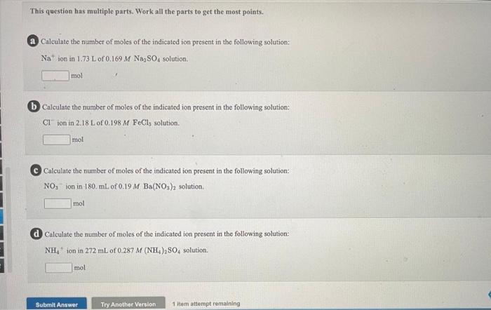 Solved This Question Has Multiple Parts Work All The Parts