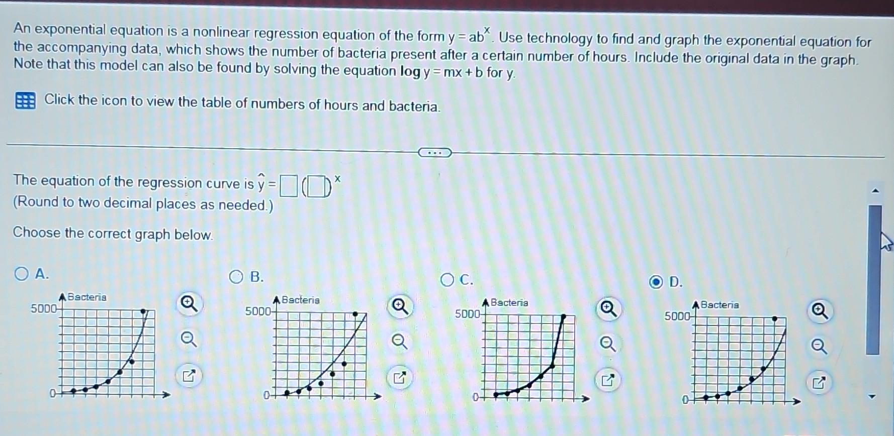 An exponential equation is a nonlinear regression | Chegg.com
