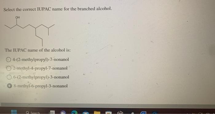 Solved Select the correct IUPAC name for the branched | Chegg.com