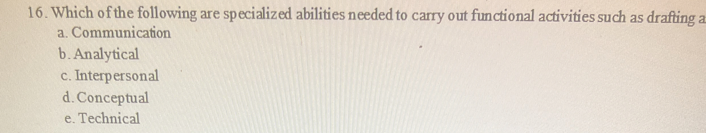 Solved Which of the following are specialized abilities | Chegg.com