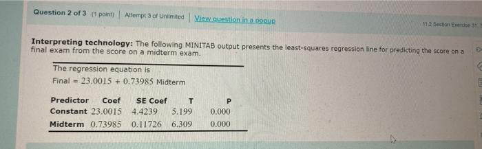 Solved 11 2 Section EDC Question 1 of 3 point) Attempt 5 of | Chegg.com