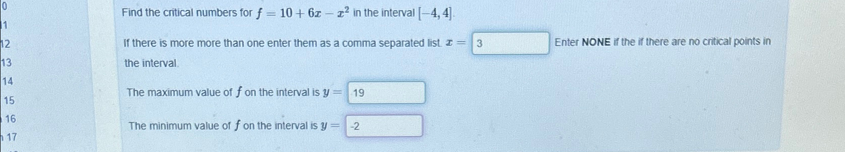 Solved Find the critical numbers for f=10+6x-x2 ﻿in the | Chegg.com