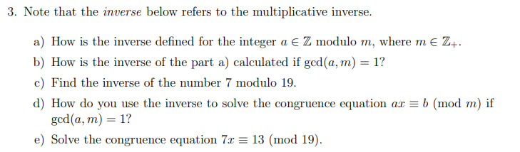Note that the inverse below refers to the | Chegg.com