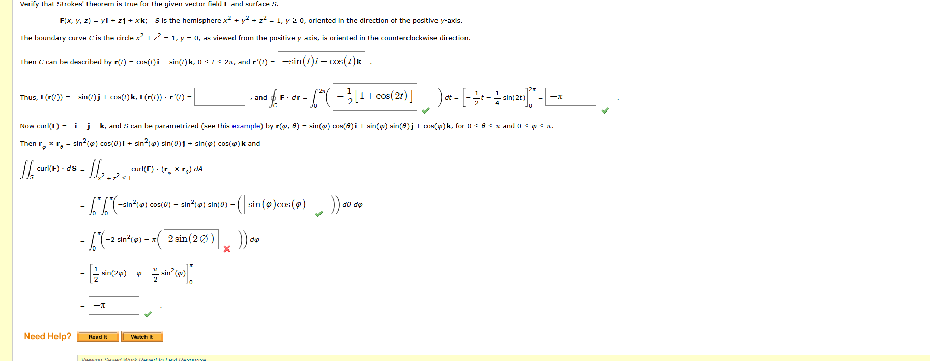 Solved Verify that Strokes' theorem is true for the given | Chegg.com Solved Verify that Strokes' theorem is true for the given | Chegg.com