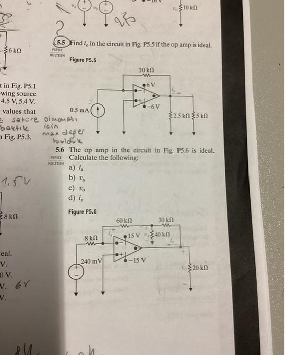 Solved 5.5 Find io in the circuit in Fig. P5.5 if the op amp | Chegg.com