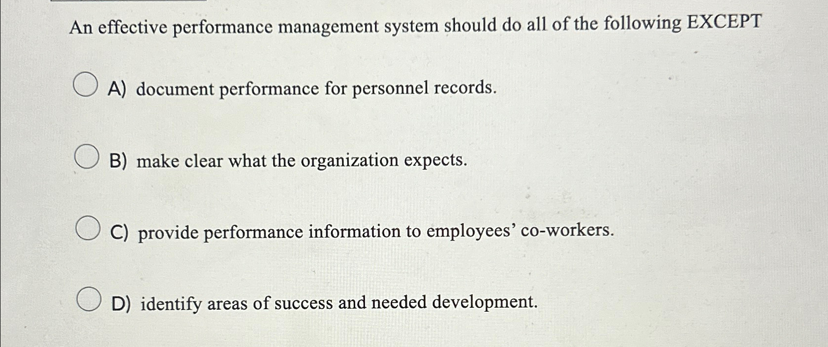 Solved An effective performance management system should do | Chegg.com