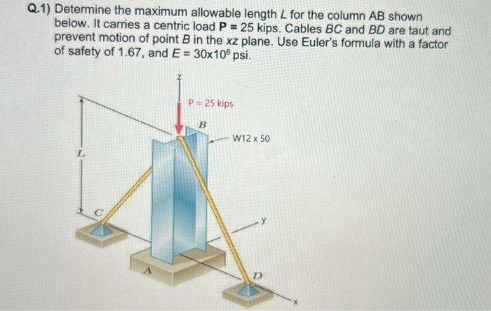 Solved Q.1) Determine the maximum allowable length L for the | Chegg.com