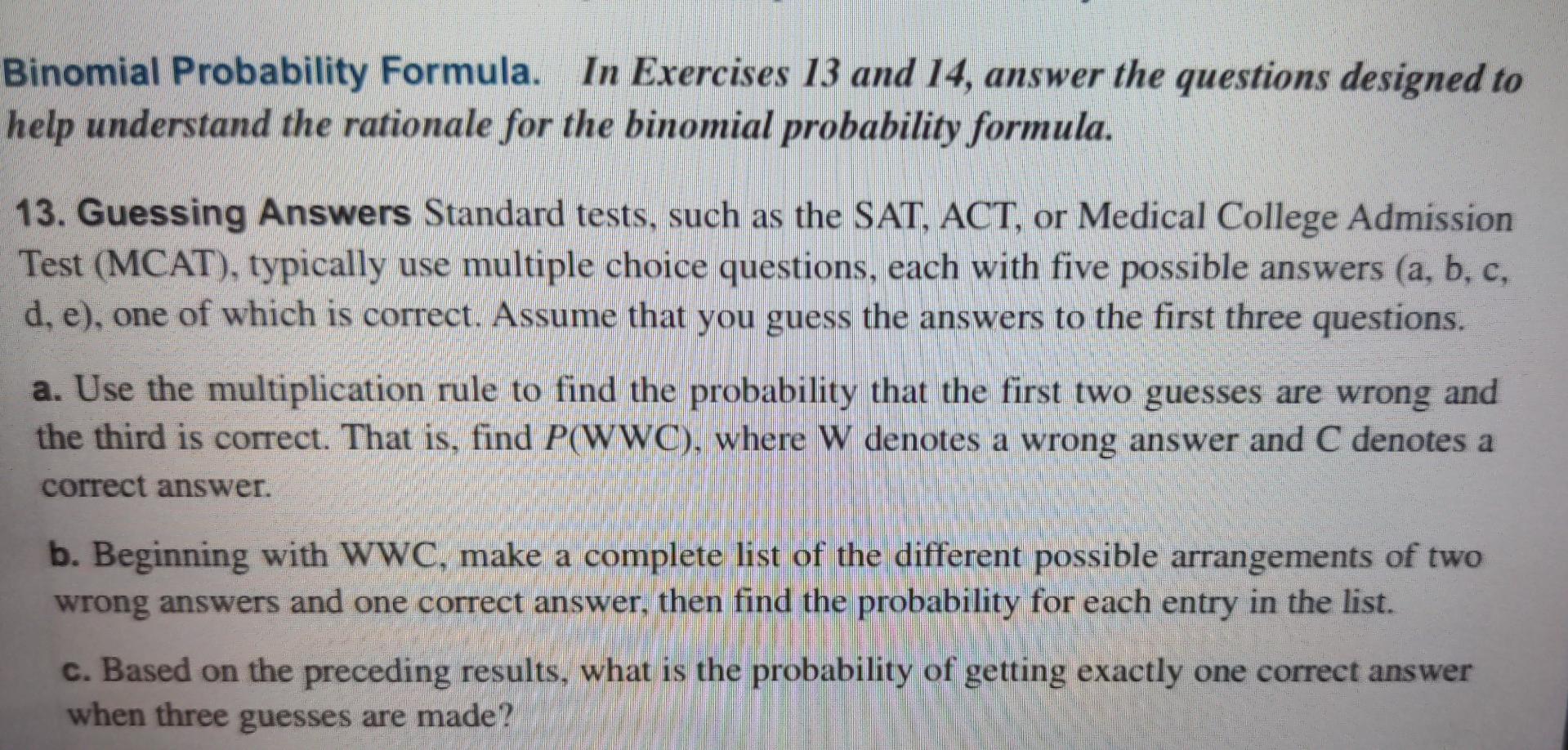 Solved Binomial Probability Formula. In Exercises 13 and 14, | Chegg.com