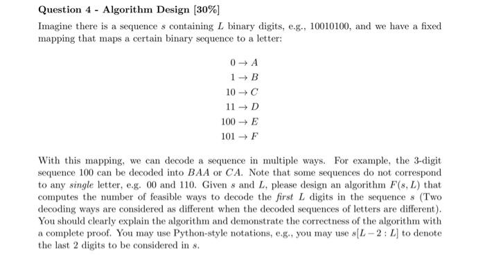 Solved Question 4 - Algorithm Design [30%] Imagine there is | Chegg.com