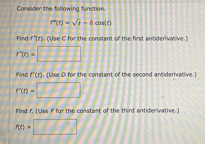 Solved Find f. (Use C for the constant of the first | Chegg.com