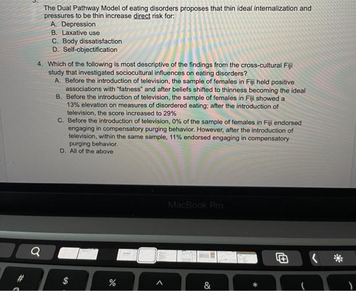 Solved The Dual Pathway Model of eating disorders proposes | Chegg.com