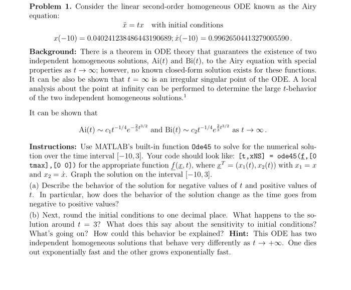 Solved Problem 1 Consider The Linear Second Order