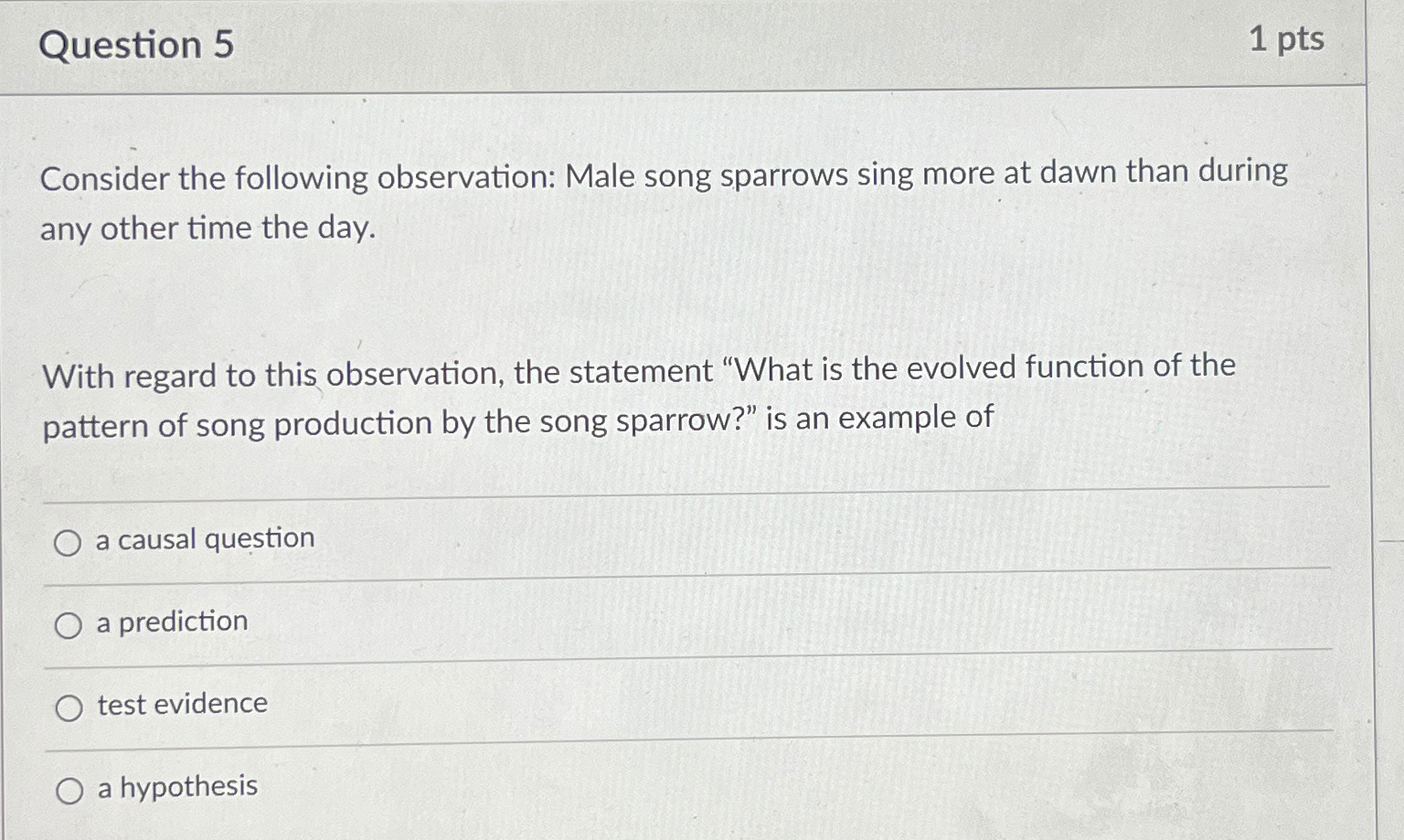 Solved Question 51ptsConsider the following observation: | Chegg.com