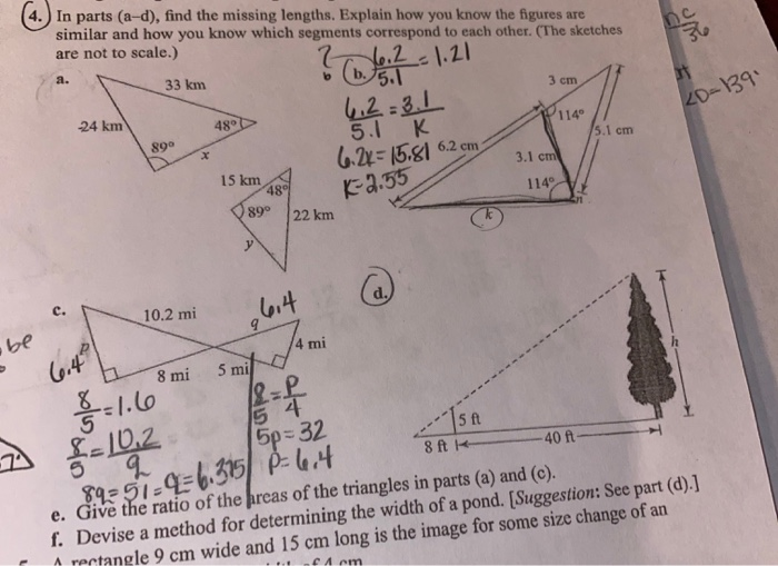 Solved (4.) In parts (a-d), find the missing lengths. | Chegg.com