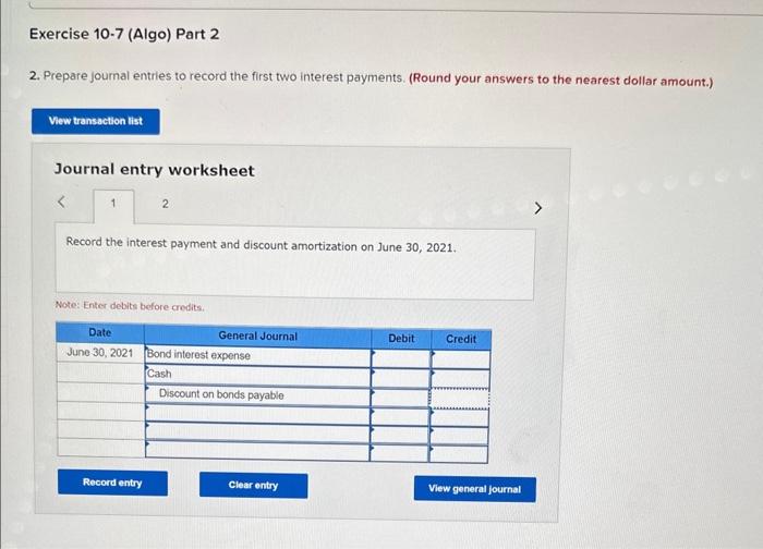 Solved Required information Exercise 10-7 (Algo) | Chegg.com
