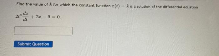Solved Find the value of k for which the constant function | Chegg.com