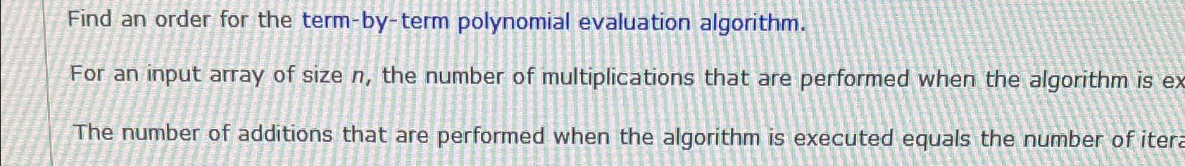 Solved Find an order for the term-by-term polynomial | Chegg.com