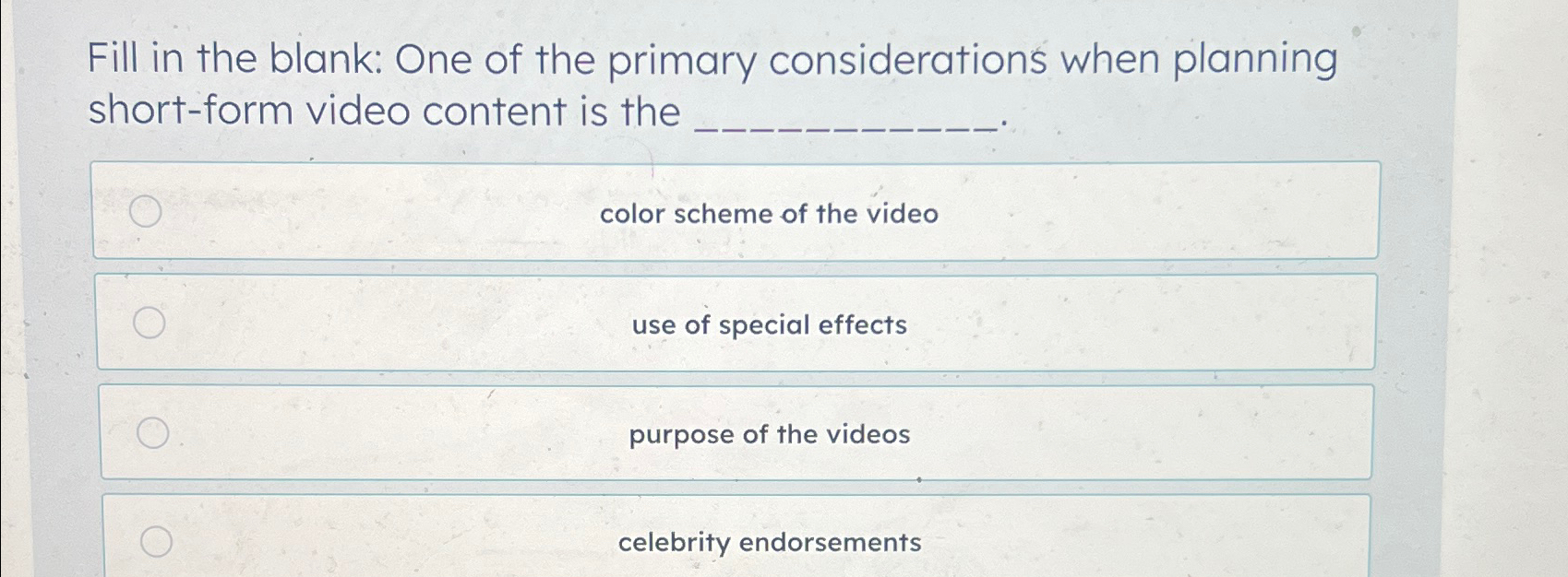 Solved Fill in the blank: One of the primary considerations | Chegg.com