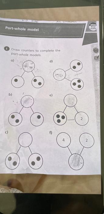 1) Draw counters to complete the part-whole models. d | Chegg.com