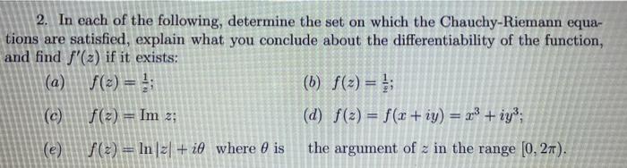Solved 2. In each of the following, determine the set on | Chegg.com