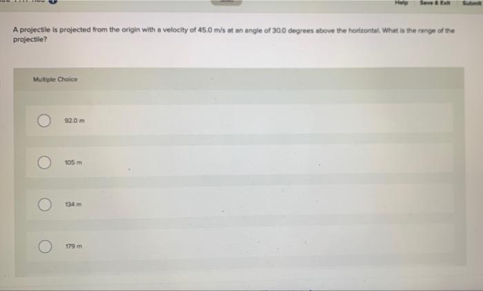 Solved Help Save & A projectile is projected from the origin | Chegg.com
