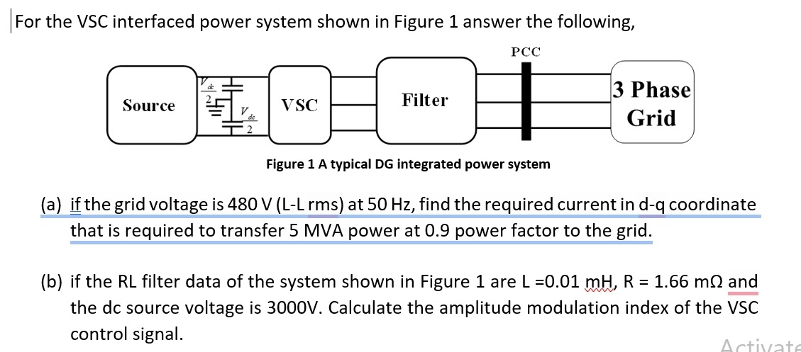 Solved For the VSC interfaced power system shown in Figure 1 | Chegg.com