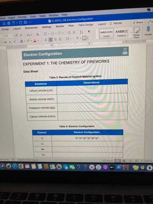 Solved EXPERIMENT 1: THE CHEMISTRY OF FIREWORKS Data Sheet | Chegg.com