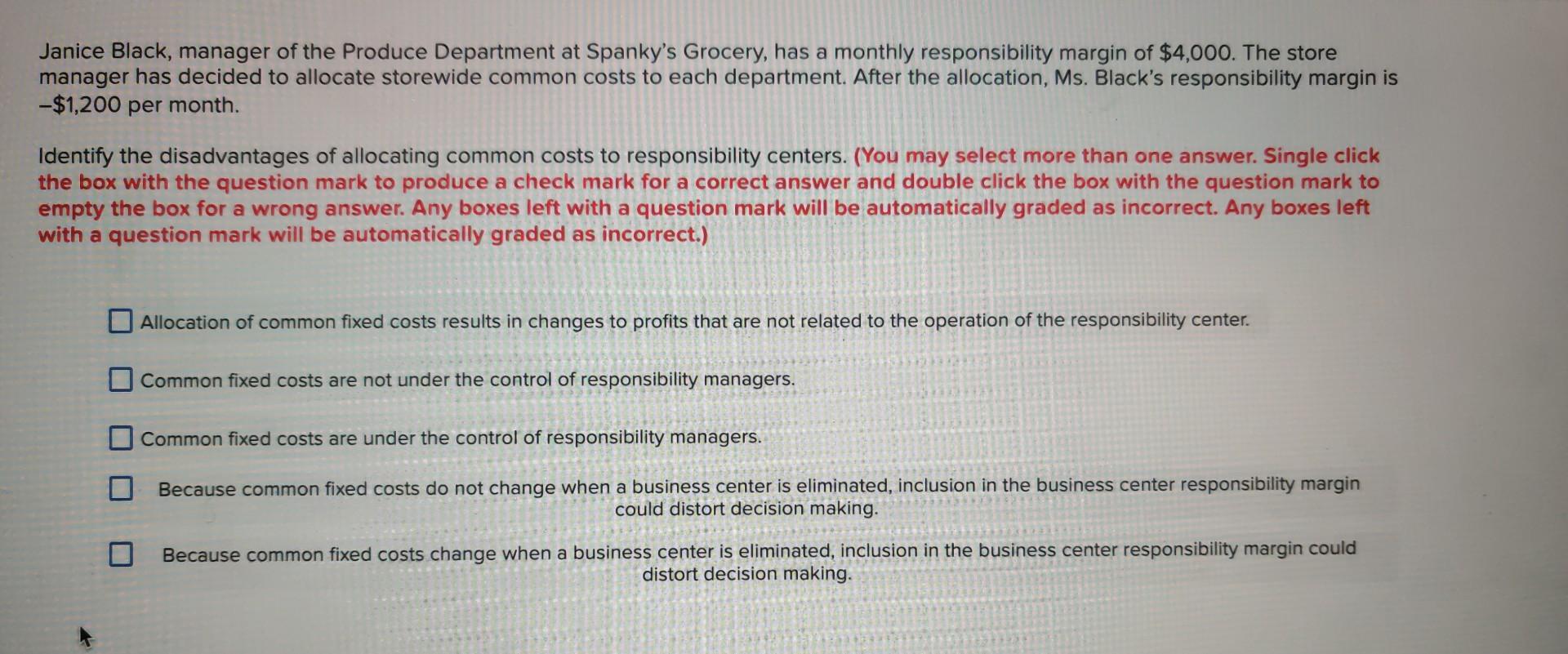 Solved Janice Black, manager of the Produce Department at | Chegg.com