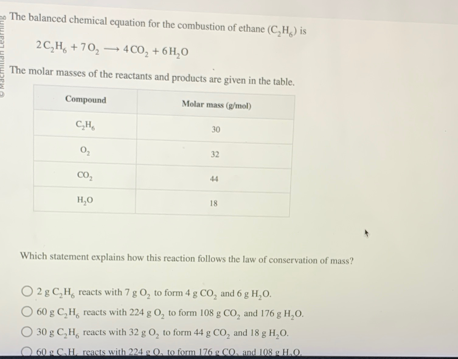 Solved The balanced chemical equation for the combustion of | Chegg.com
